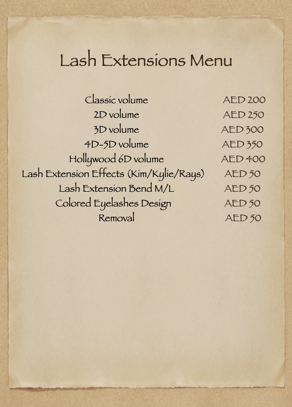 All Services Price List - Cactus Beauty